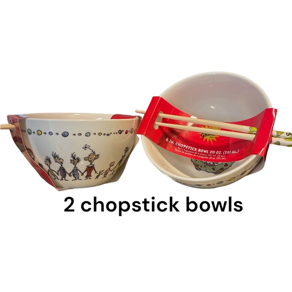 Dr. Seuss | Kitchen | The Grinch 6 Inch Chopstick Bowl 2 Piece Bundle ...